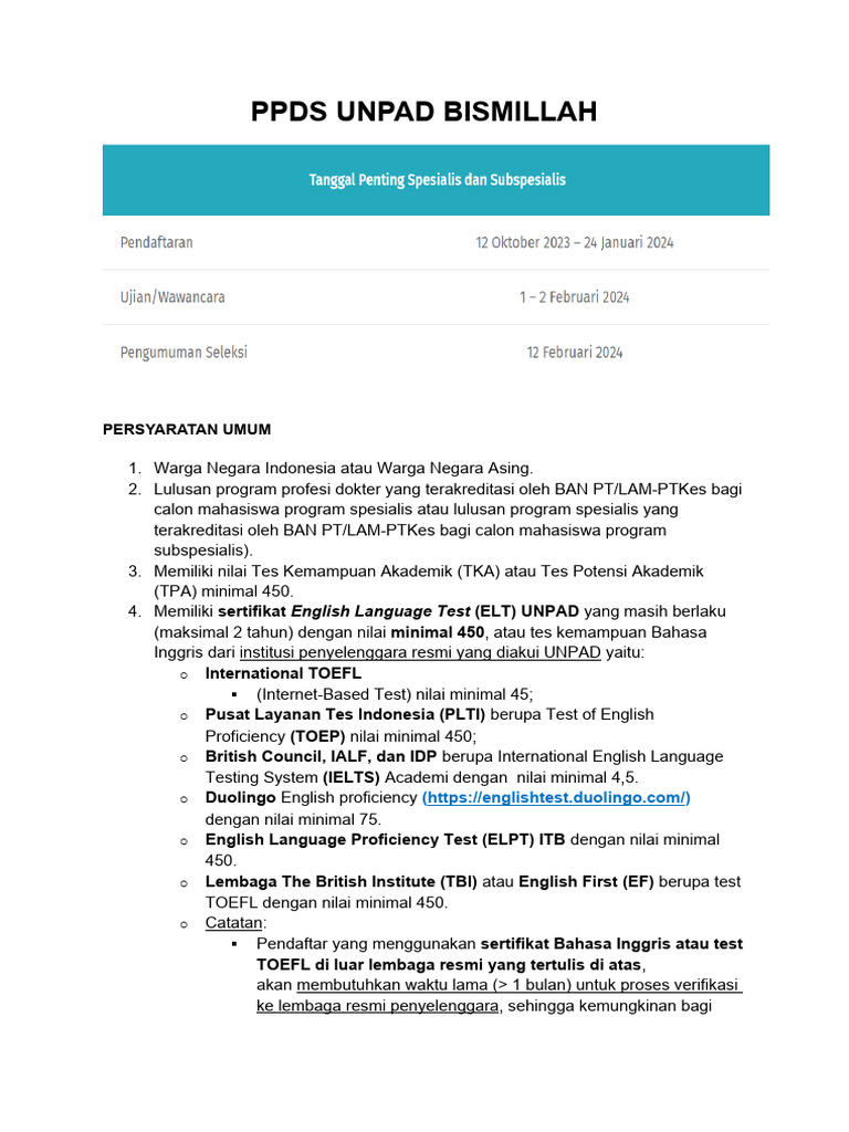 PPDS Unpad Bismillah | PDF | Karier & Perkembangan