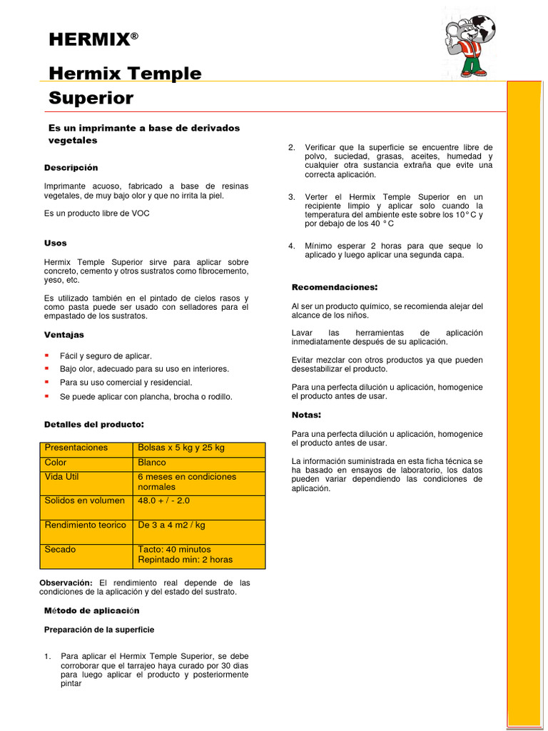 HT - Hermix Temple Superior | PDF | Hormigón | Materiales