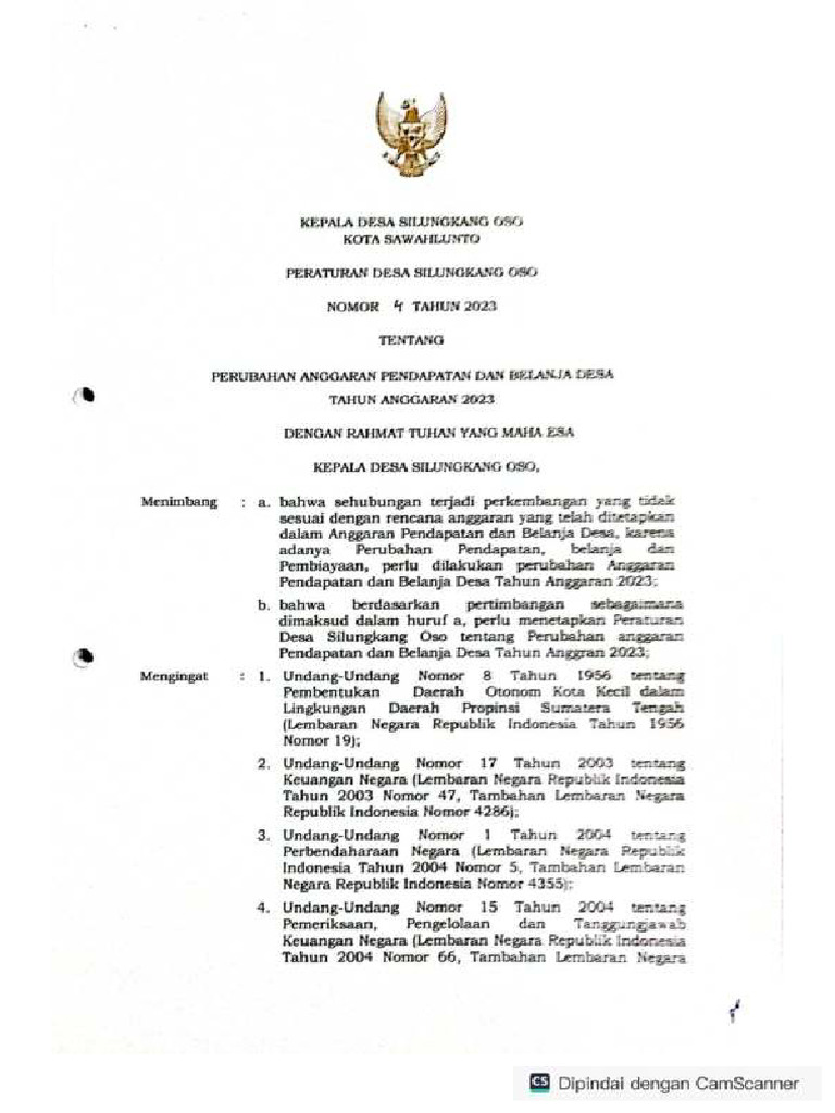 Perdes Apbdes Perubahan 2023 | PDF