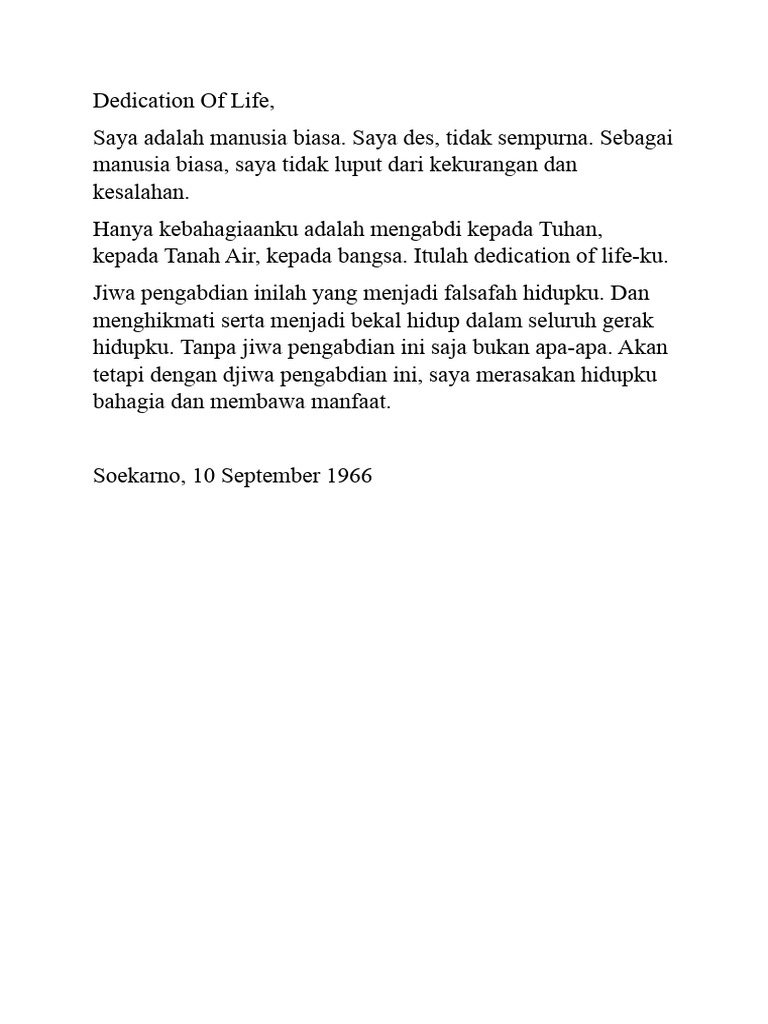Teks Dedication of Life | PDF