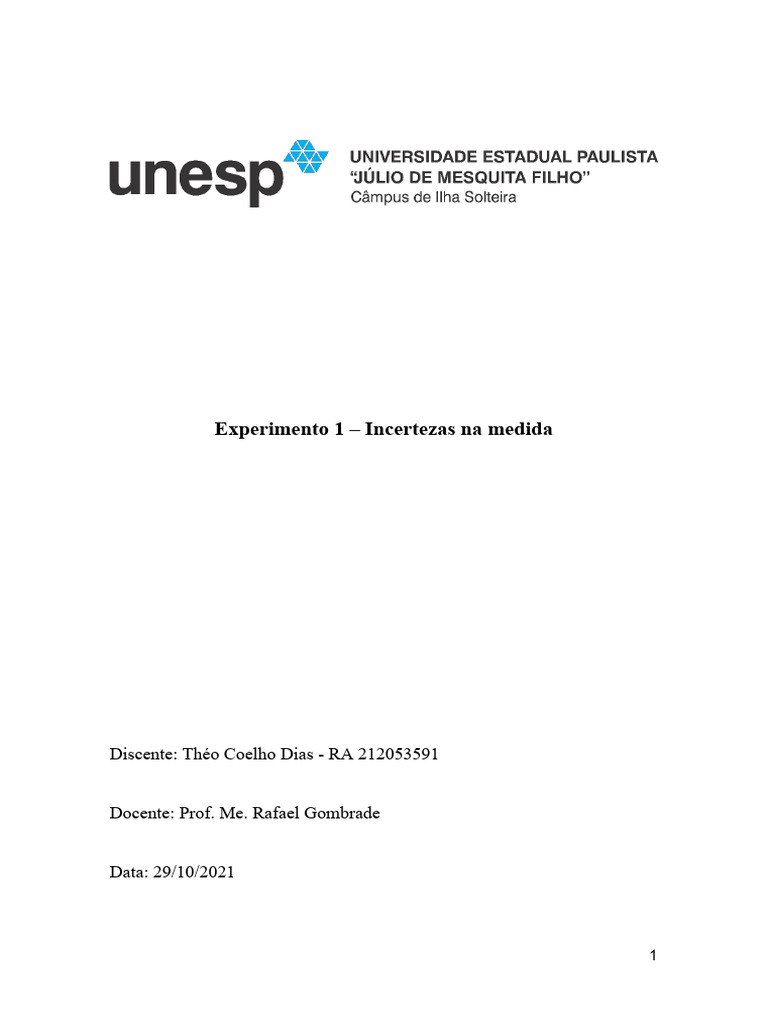 Relatorio Lab Fis | PDF Relatorio Lab Fis | PDF