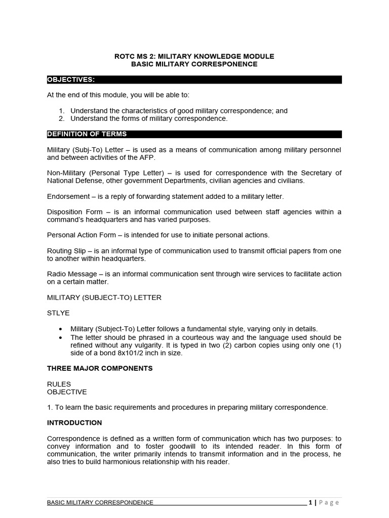 7 Basic Military Correspondence | PDF | Communication | Information