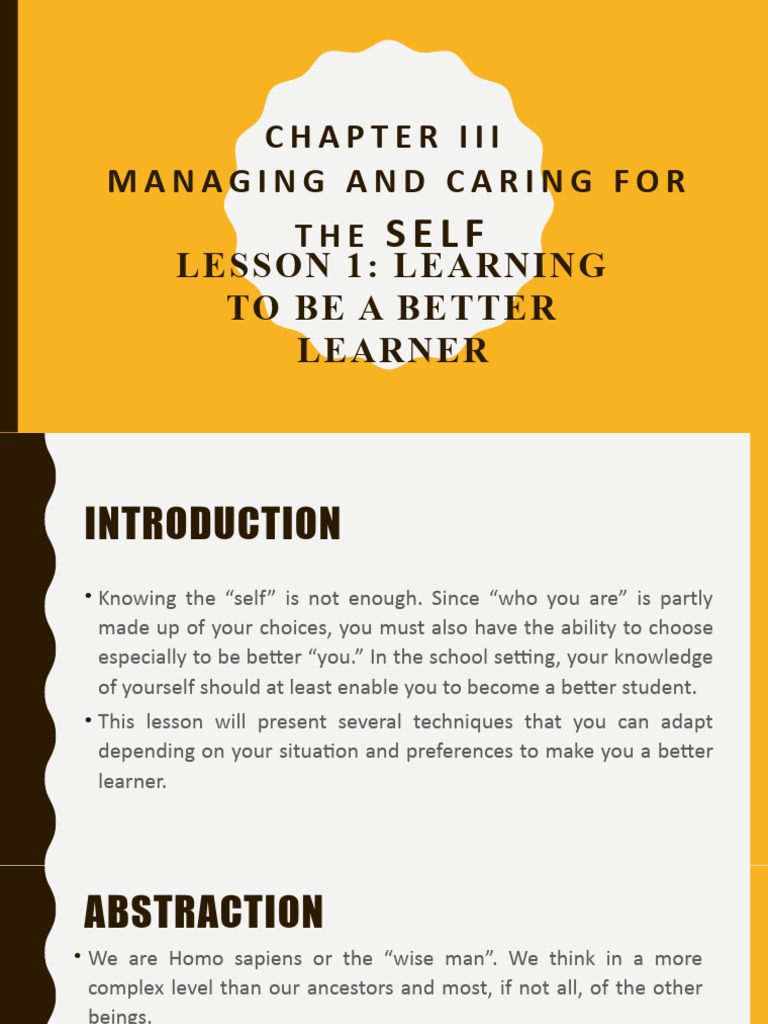 Chapter 3 - Managing and Caring For The Self | PDF