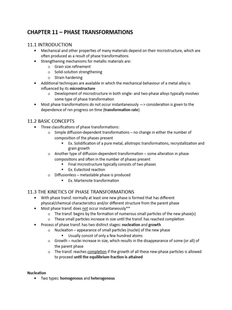 MIE270 Textbook Readings - Ch.11 | PDF | Heat Treating | Nucleation