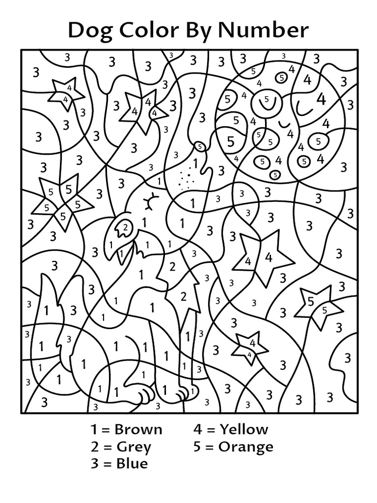 Dog PDF Color by Number Printable | PDF Dog PDF Color by Number Printable | PDF