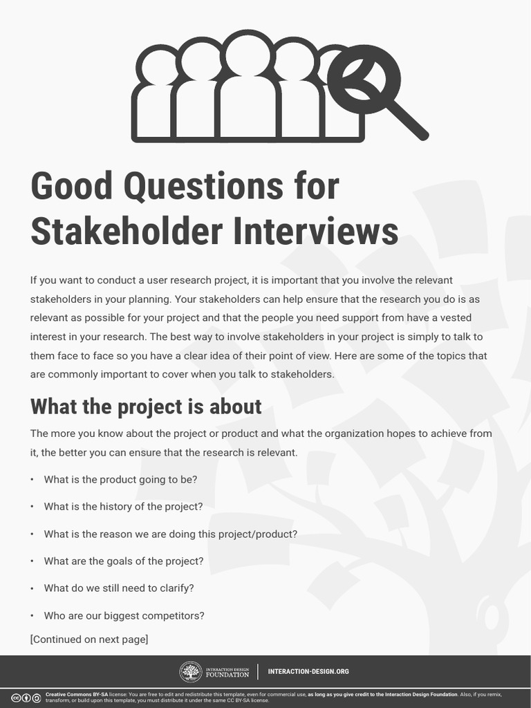 Good Questions For Stakeholder Interviews | PDF | Creative Commons ...