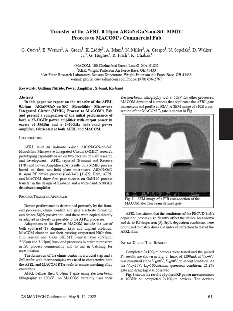 4.3 Transfer of The AFRL 0.14 | PDF | Field Effect Transistor | Amplifier