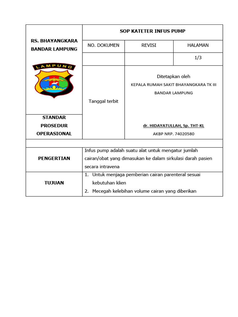 Sop Kateter Infus Pump | PDF