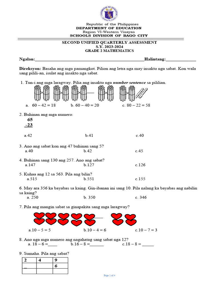Grade 2 (Quarter 2 S.Y. 2023-2024) | PDF
