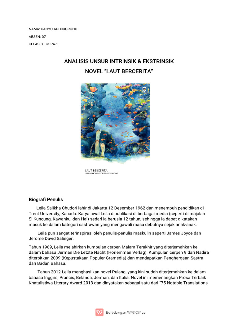 Cahyo Adi Nugroho (Analisis Novel Laut Bercerita) | PDF