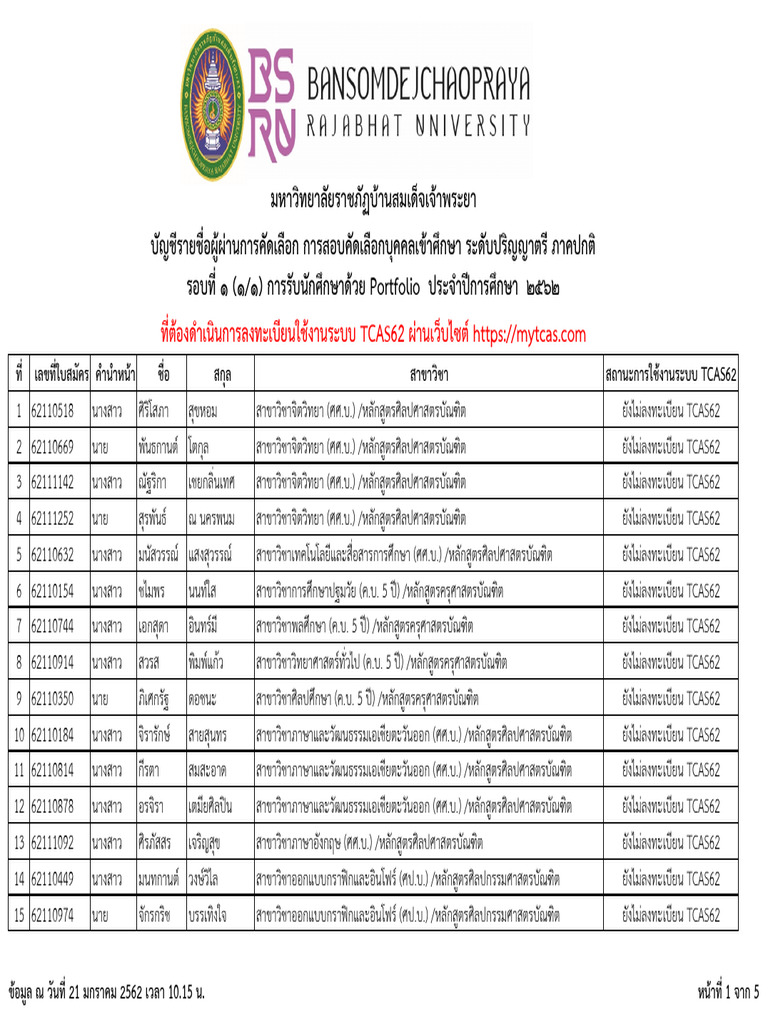 2562 1 1 Noregismytcas | PDF