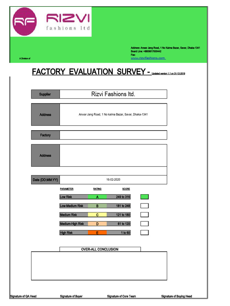 Factory Evaluation Survey | PDF | Sewing Machine | Sewing
