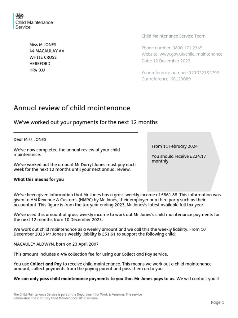 Gov child maintenance store