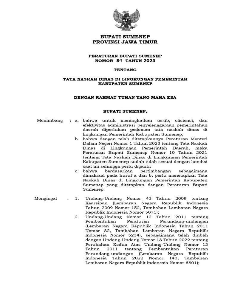 Perbup Sumenep 54 - 2023 - TND | PDF