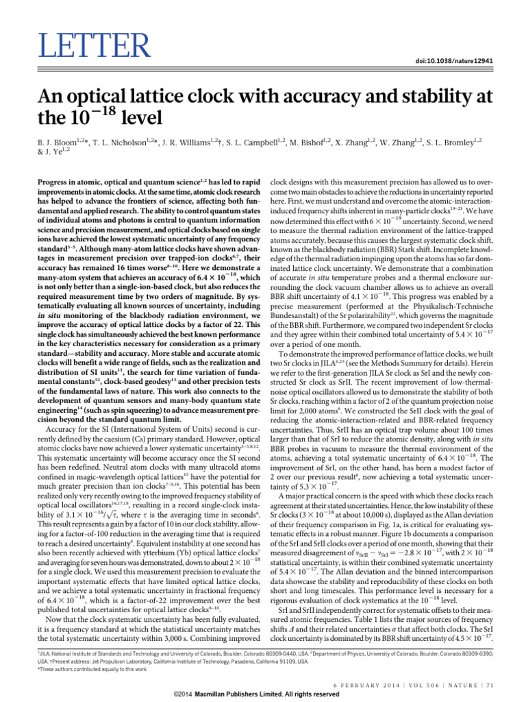 2014_JunYe_nature_An optical lattice clock with accuracy and stability ...