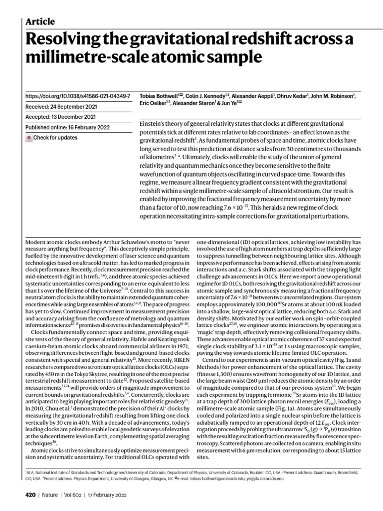 Gravitational Redshift in Atomic Clocks | PDF | Quantum Mechanics ...