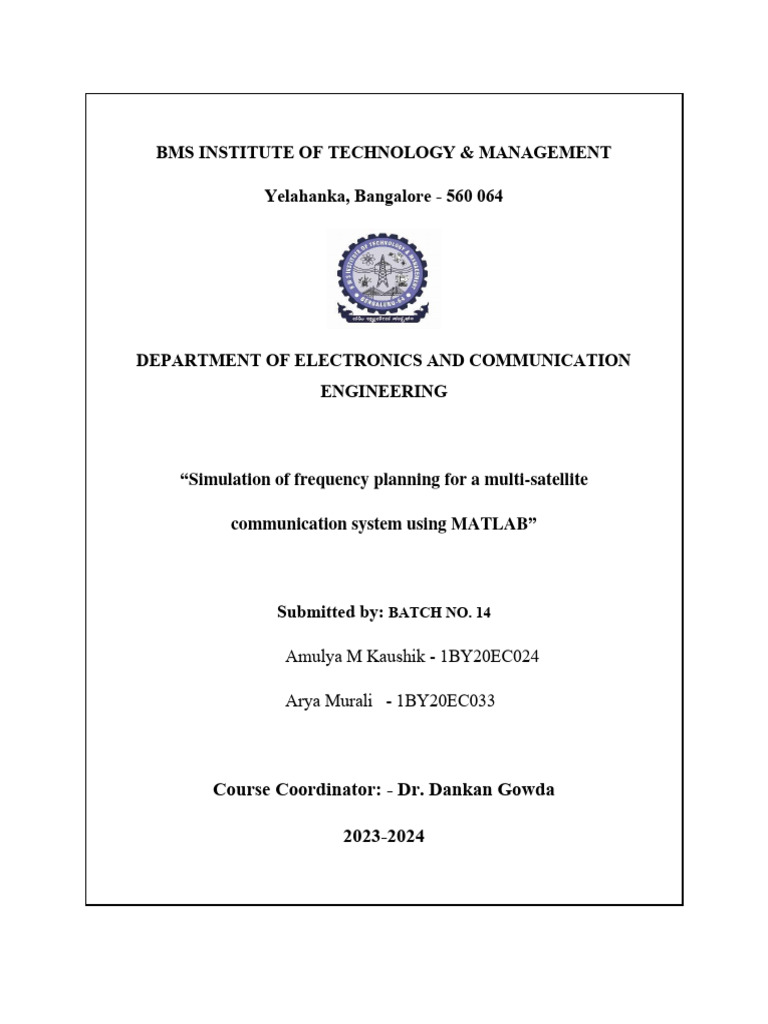 "Simulation of Frequency Planning For A Multi-Satellite Communication System Using MATLAB | PDF ...
