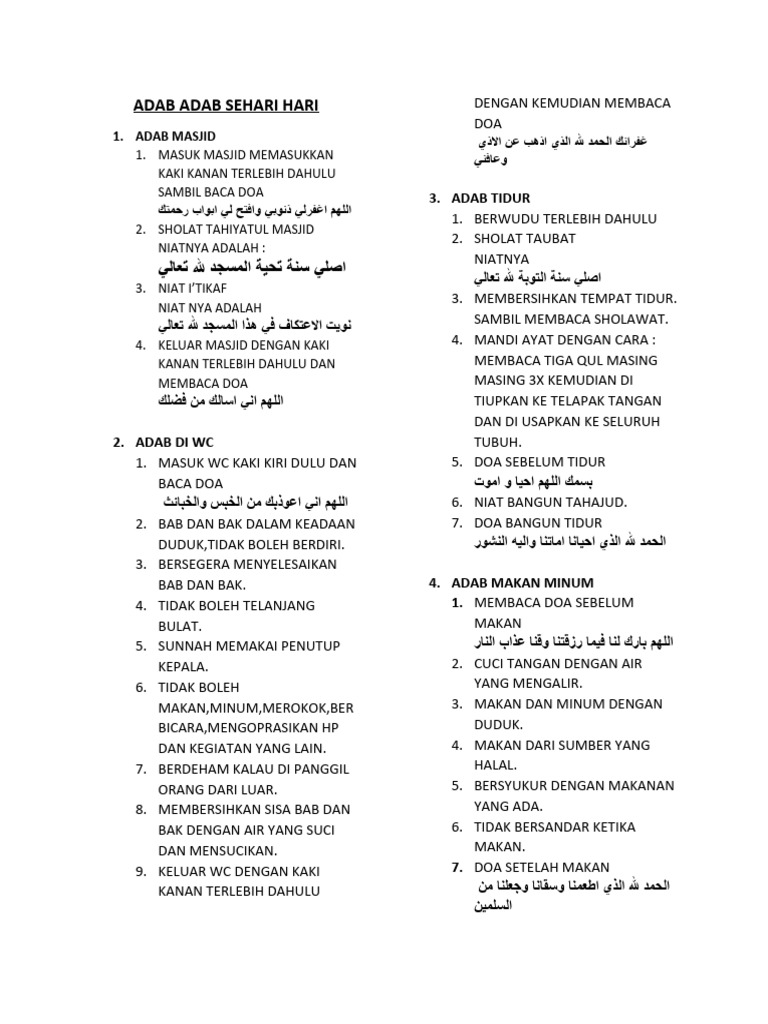Adab Adab Sehari Hari Lpka | PDF | Kesehatan Holistik