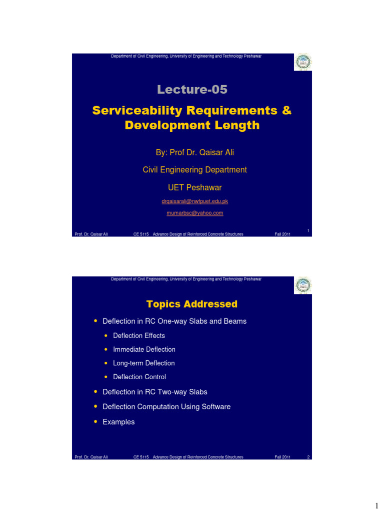 Lecture 06 Servicability Requirements - 2011 | PDF