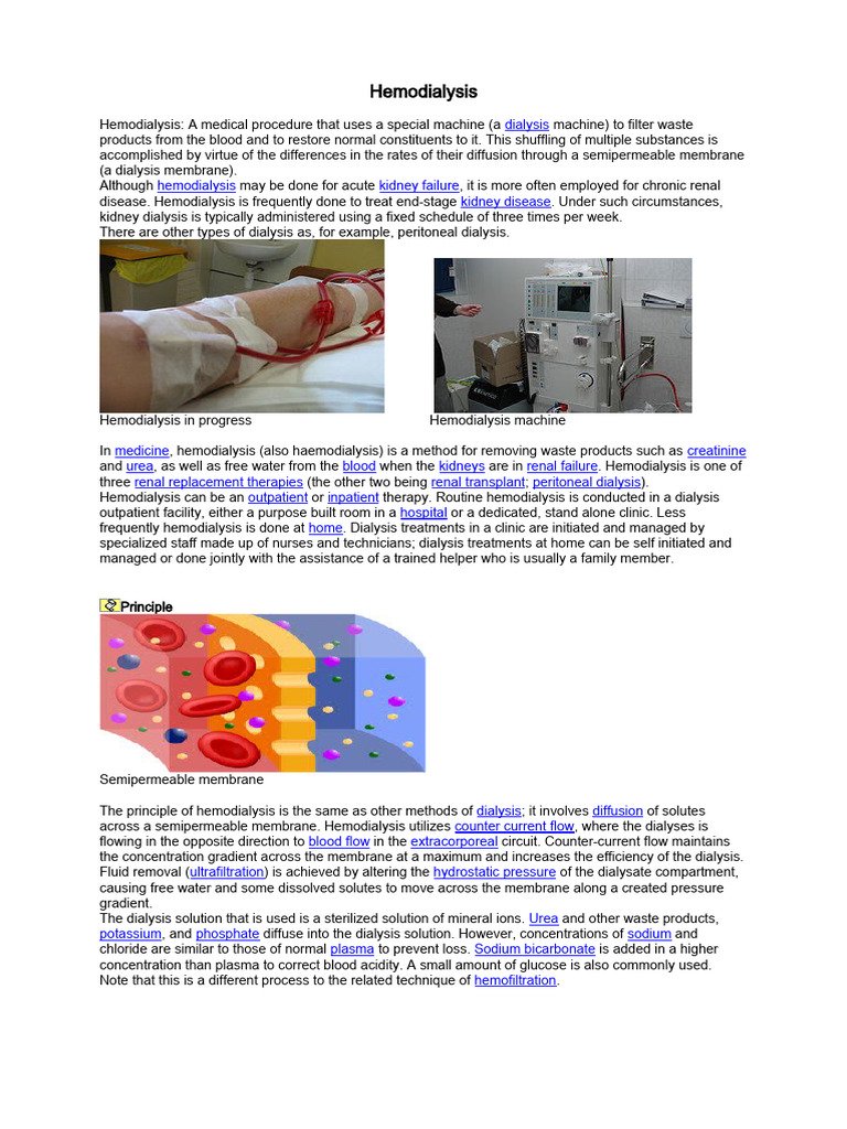 Hemodialysis | PDF | Hemodialysis | Medical Specialties