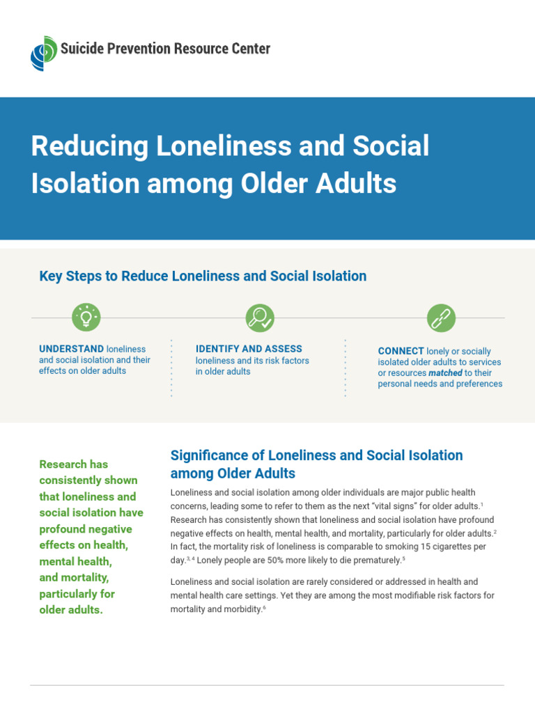 Reducing Loneliness and Social Isolation Among Older Adults | PDF