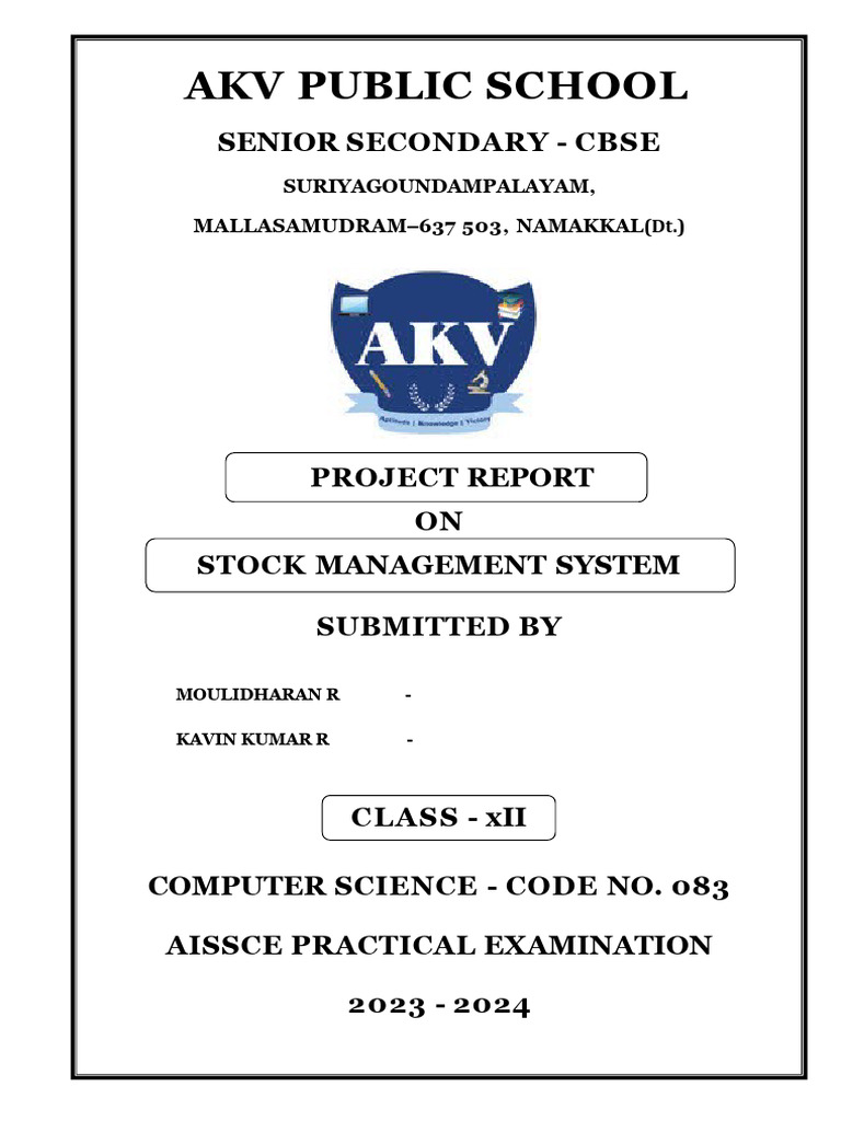 Stock Management Project Documentation | PDF | Feasibility Study ...