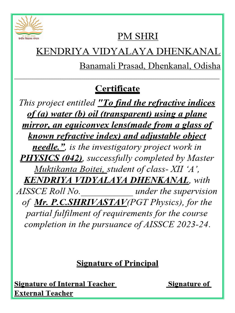 Certificate Physics | PDF