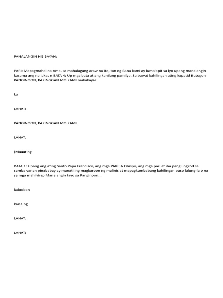 Panalangin NG Bayan | PDF