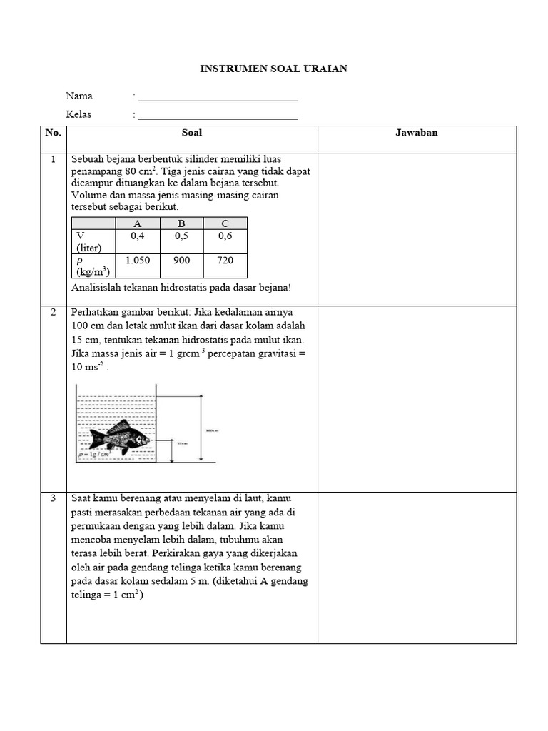 Instrumen Soal Uraian | PDF