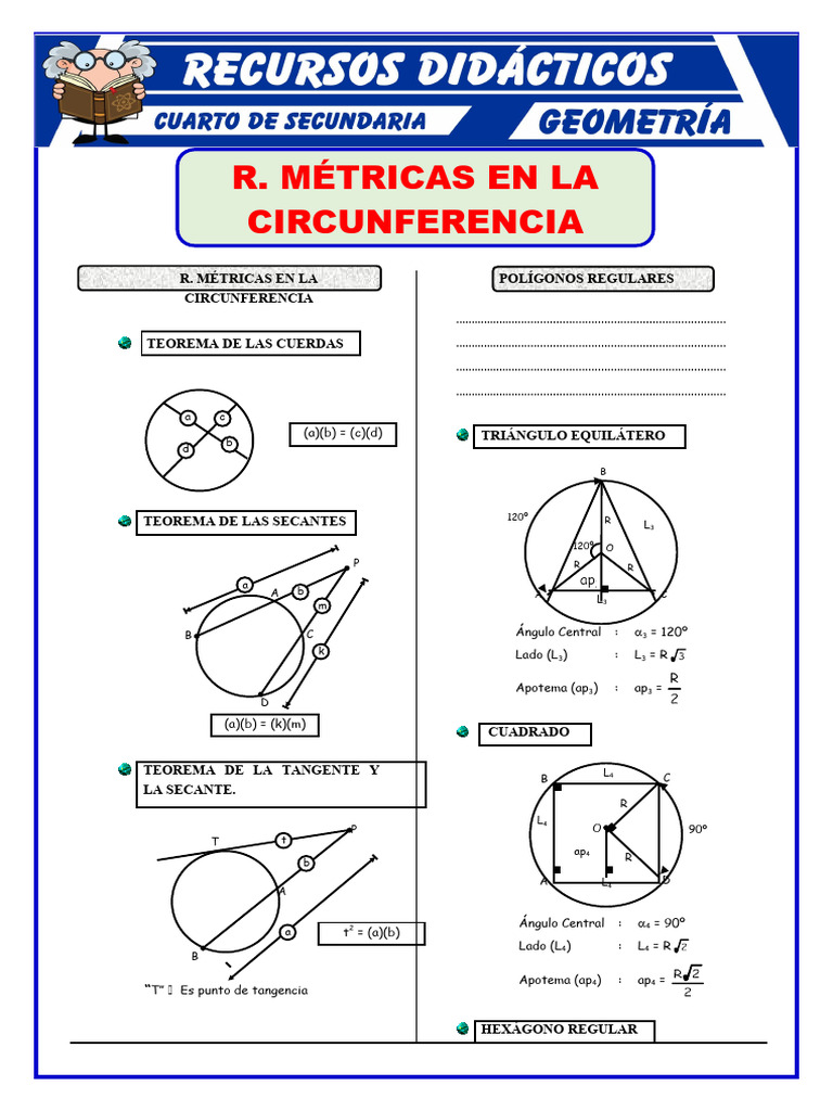 Relaciones Métricas en La Circunferencia para Cuarto de Secundaria | PDF | Triángulo | Geometría ...