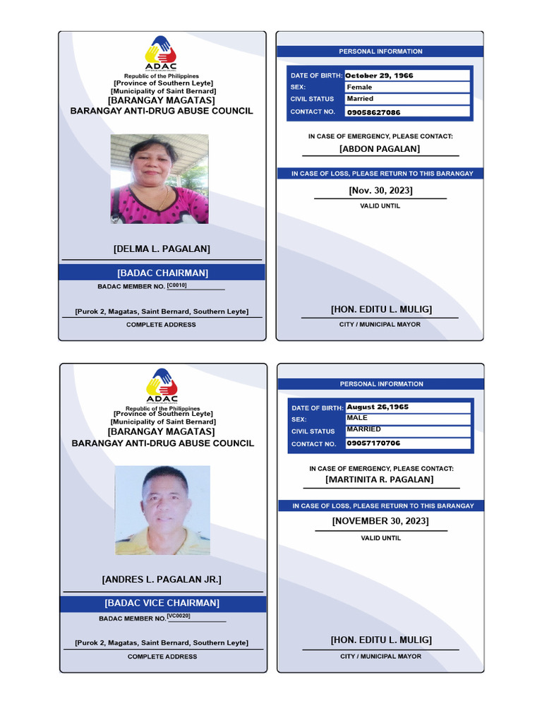 BADAC TEMPLATE - Identification Card Template | PDF