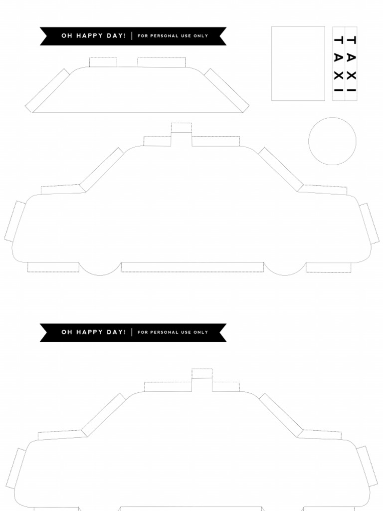 Taxi Printable Silhouette Template | PDF