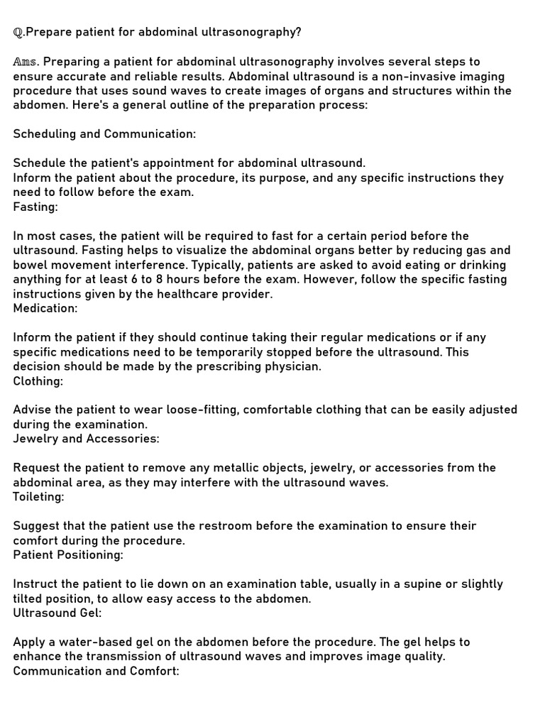 .Prepare Patient For Abdominal Ultrasonography? . Preparing A Patient ...