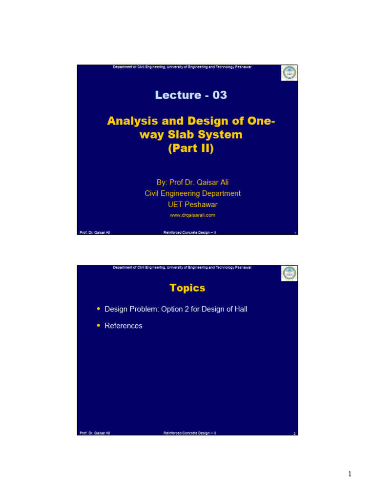 L-03 Analysis and Design of One-Way Slab System (Part-II) (Aug 2016) (Colored) | PDF ...