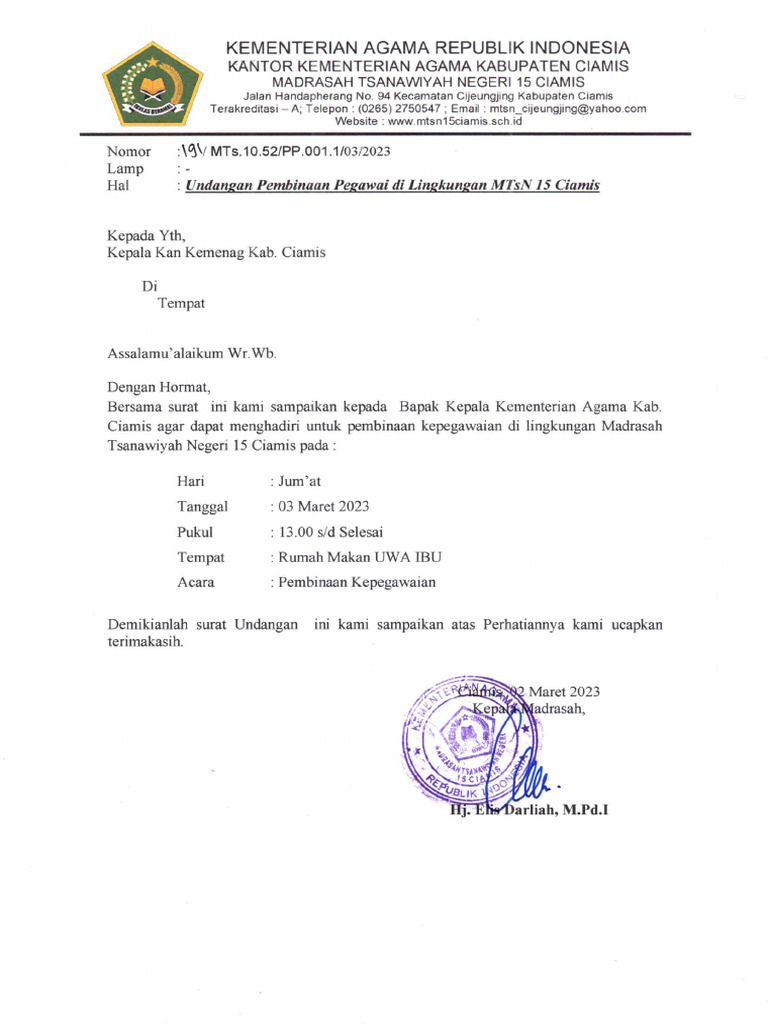 Surat Undangan Pembinaan | PDF