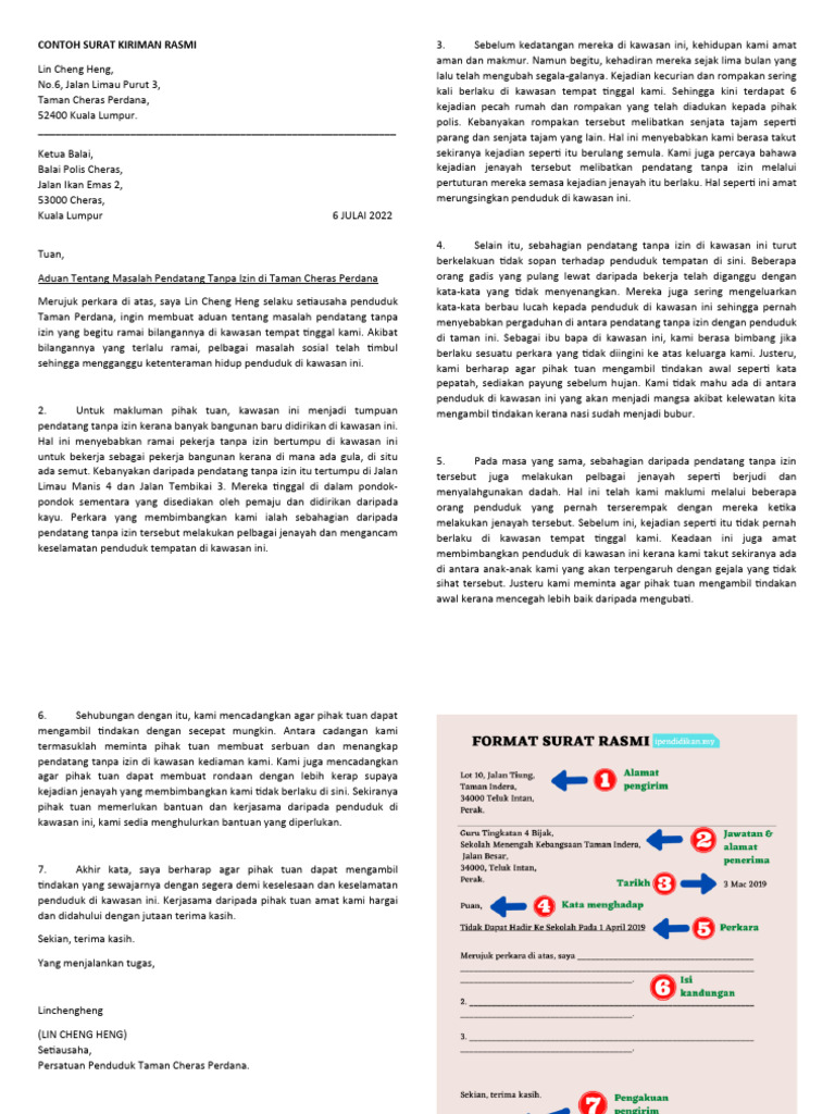 Contoh Surat Kiriman Rasmi | PDF