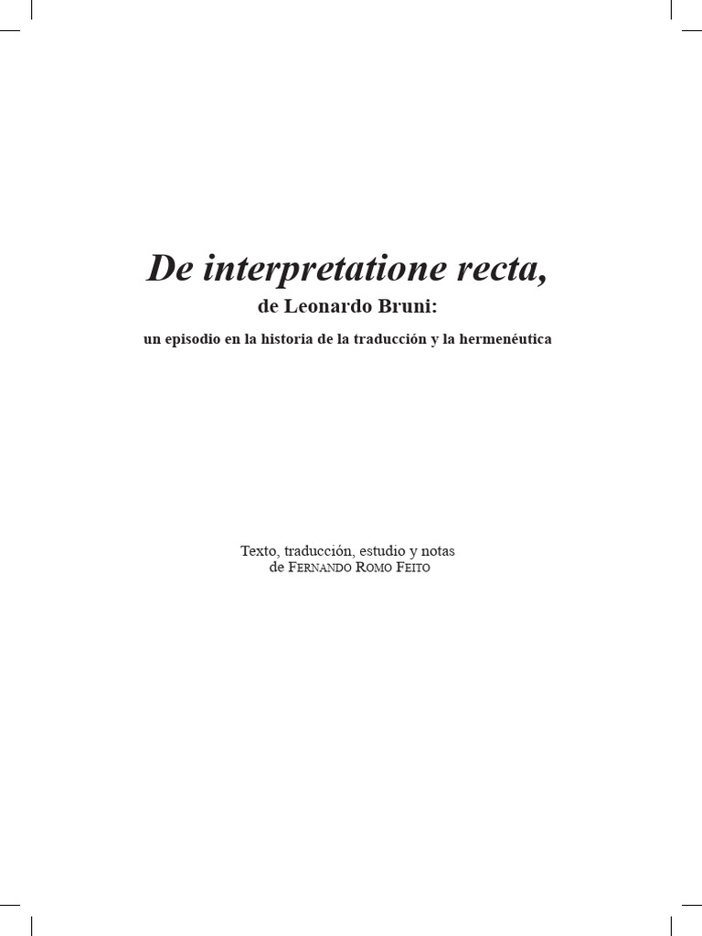 De Interpretatione Recta de Leonardo Bruni | PDF | Traducciones | Aristóteles