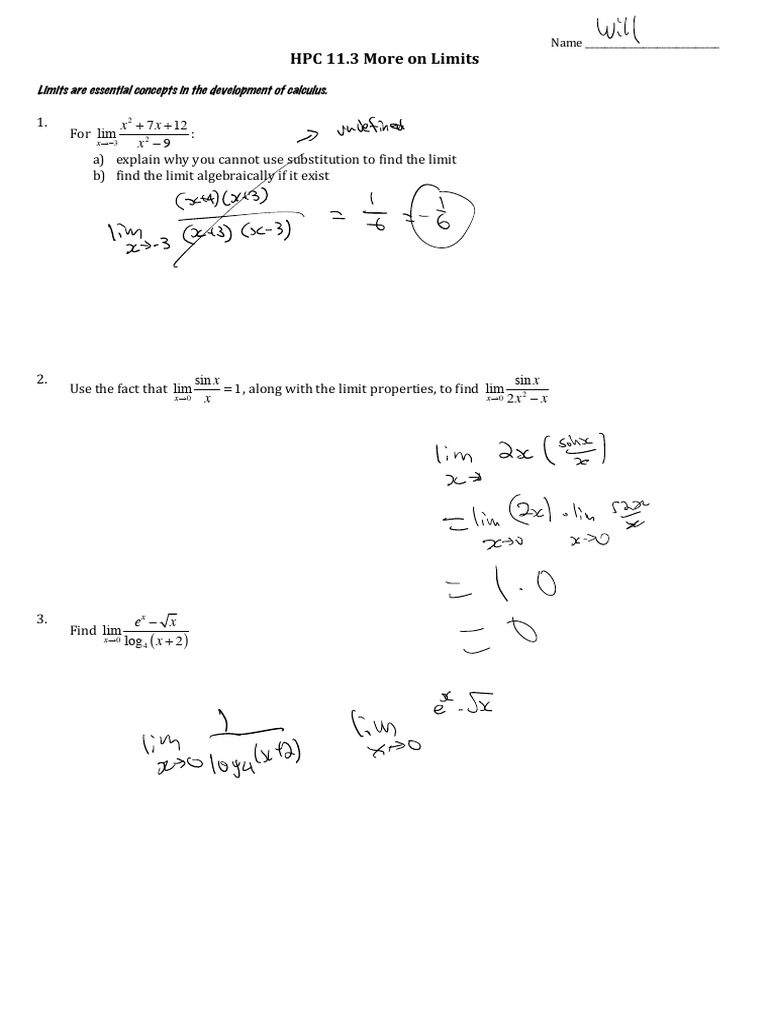 Honors Precalculus 11.3 Classwork | PDF | Mathematics | Mathematical ...
