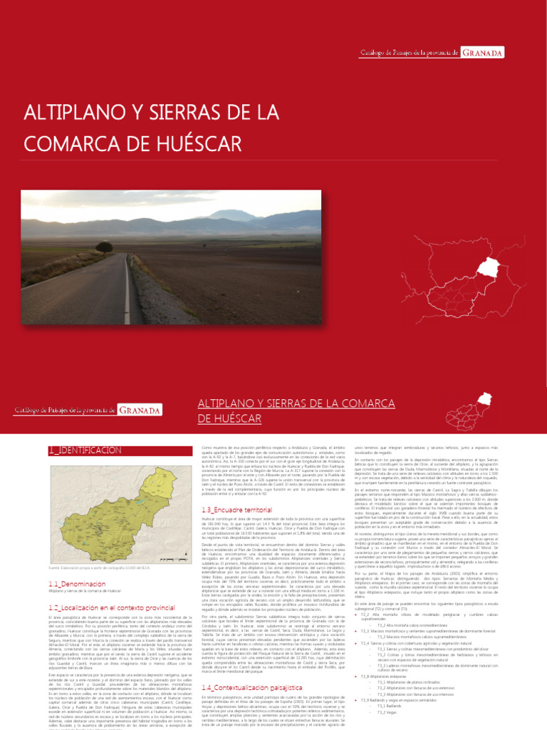 Altiplano y Sierras de La Comarca de Huescar | PDF