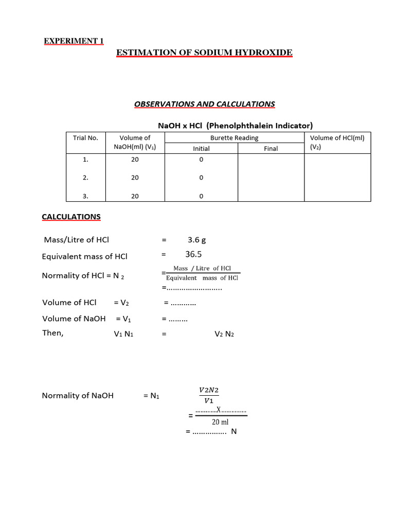 titration calculation | PDF