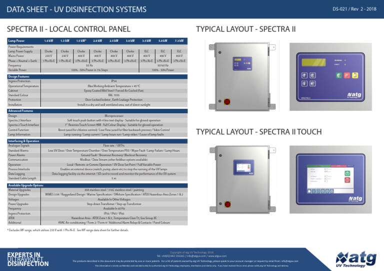 Spectra II Data Sheet - Atg UV Technology - Rev 2 - 2018 | PDF ...