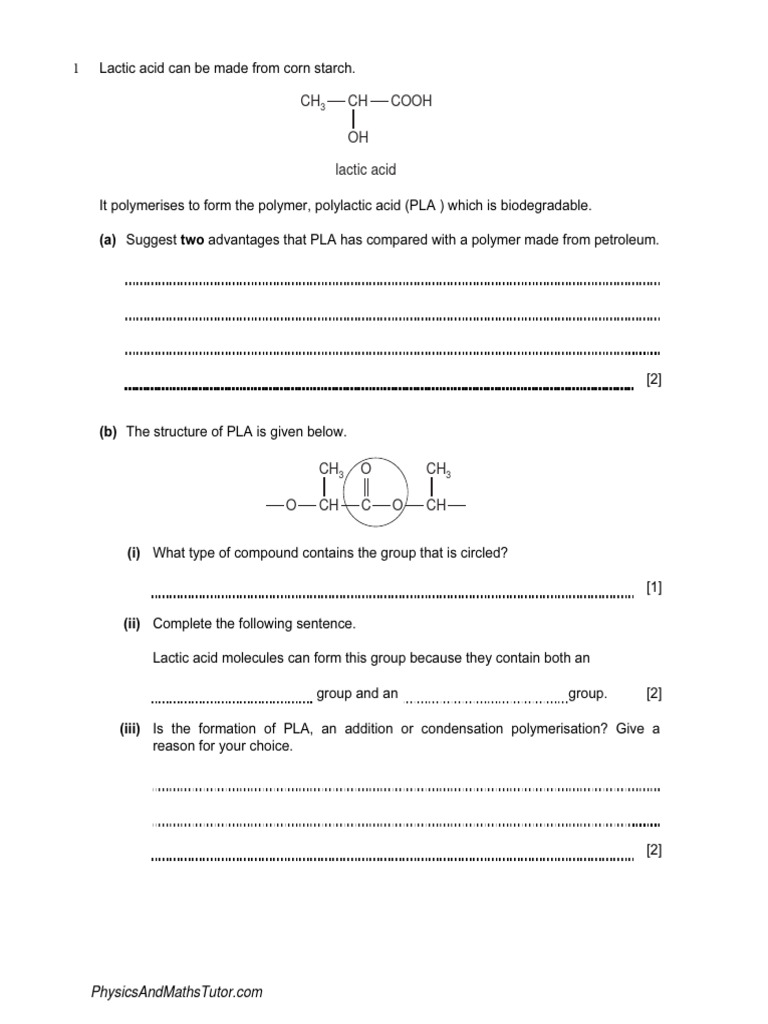 Alcohols & Carboxylic Acids 4 QP | PDF | Ethanol | Chemical Reactions