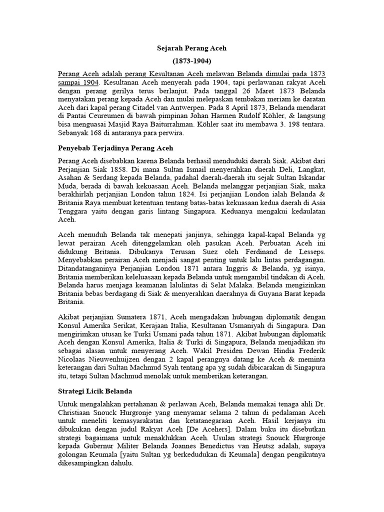 Sejarah Perang Aceh | PDF