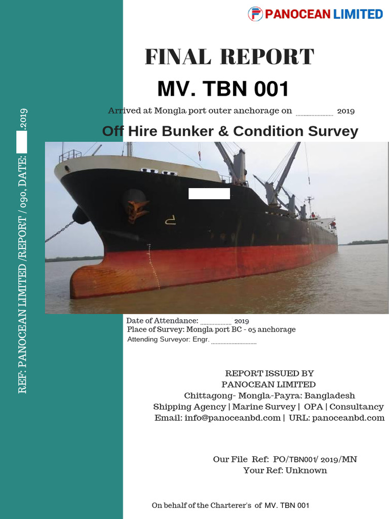 MV TBN 001 Off Hire Survey Report | PDF | Deck (Ship) | Rust