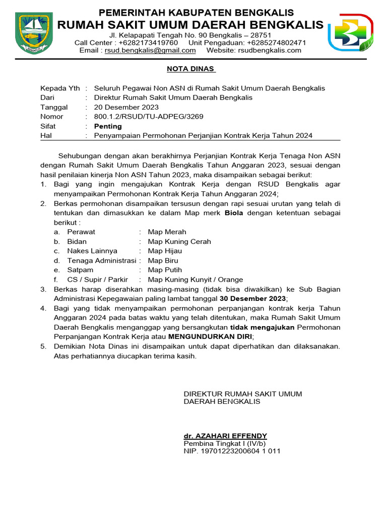 Nota Dinas Perpanjangan SK 2024 | PDF