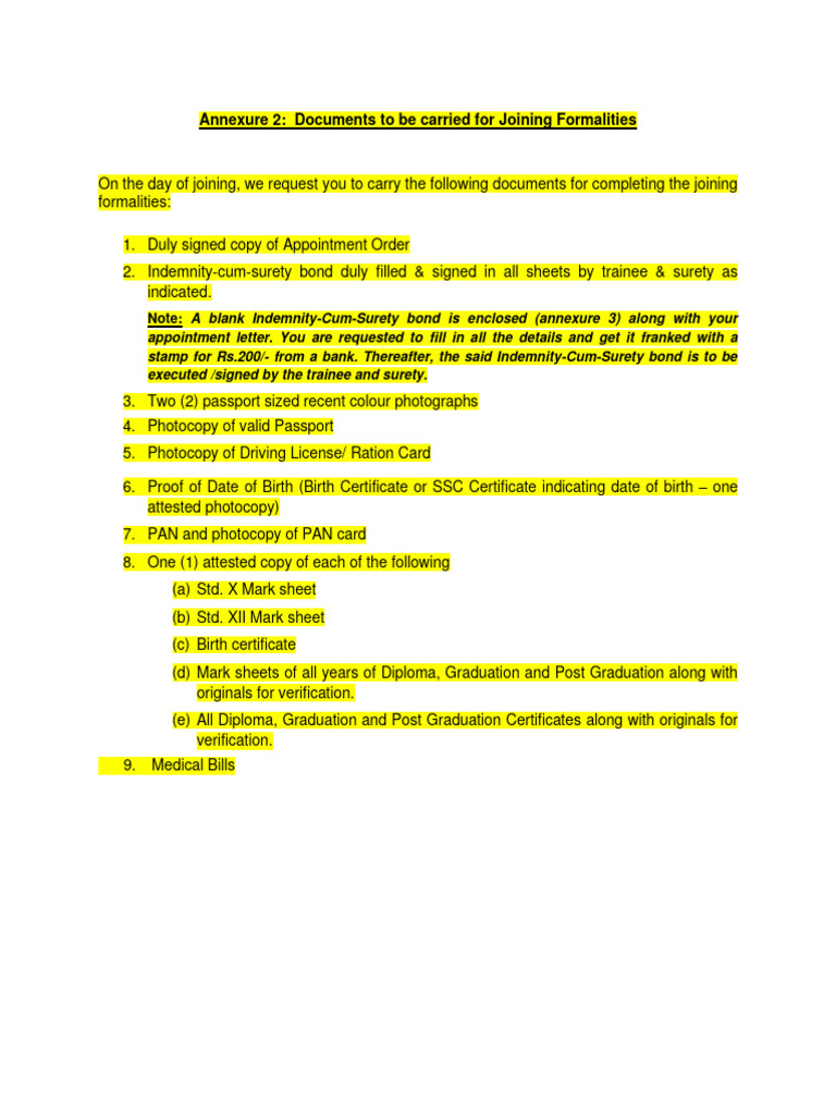 Joining Formalities: Required Documents | PDF | Guarantee | Private Law