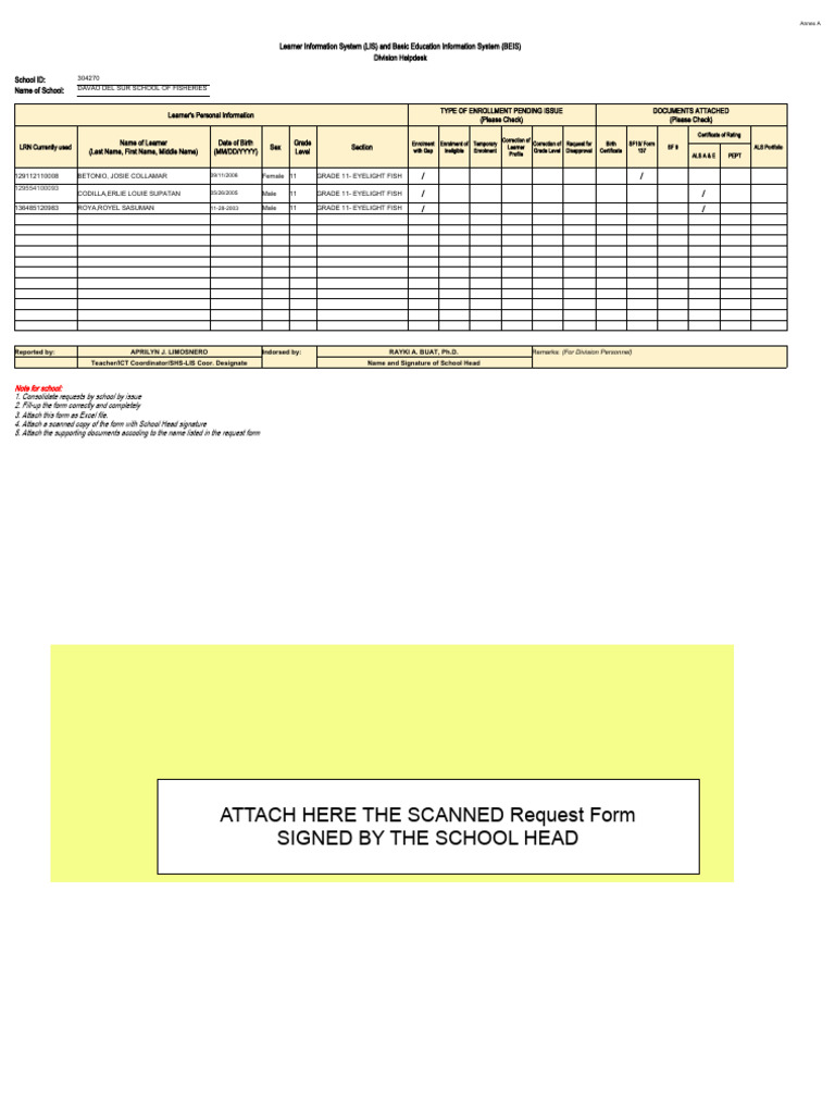 LIS-Issues-for-DPO-Approval-Grade 11 - Eyelight Fish | PDF
