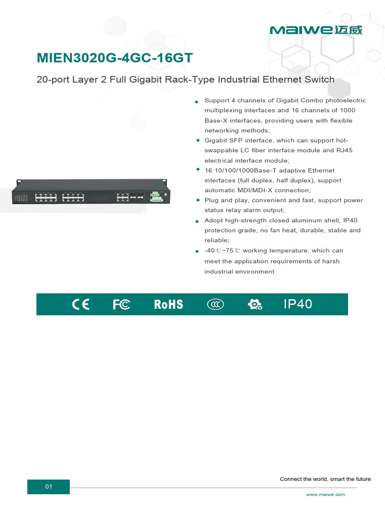 MIEN3020G-4GC-16GT Datasheet | PDF | Network Switch | Ethernet