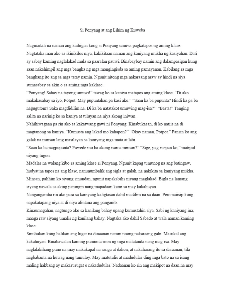 Si Ponyang at Ang Lihim NG Kuweba | PDF