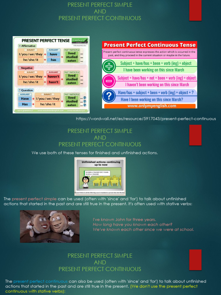 Present Perfect and Pres Perf Continuous | PDF | Perfect (Grammar) | Linguistic Morphology